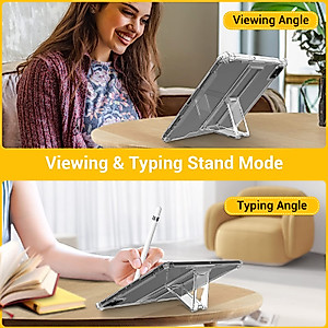 Dteck Clear Case for iPad Pro 11 Inch 2022 2021 2020 2018, Thin Slim Lightweight Kickstand Protective Transparent Back Cover with Pen Holder