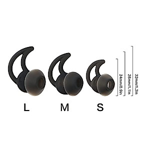 Micro Traders 3 Pairs Replacement Earbuds Ear Tips Silicone in Earphones Noise Isolation Compatible with Bo-se QC20 QC20i SoundSport SIE2i IE2 IE3 Black S M L
