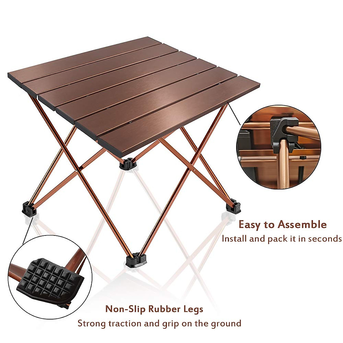 Portable Roll up Camping Table Compact Folding Table in a Bag for Picnic Tent Camp Beach