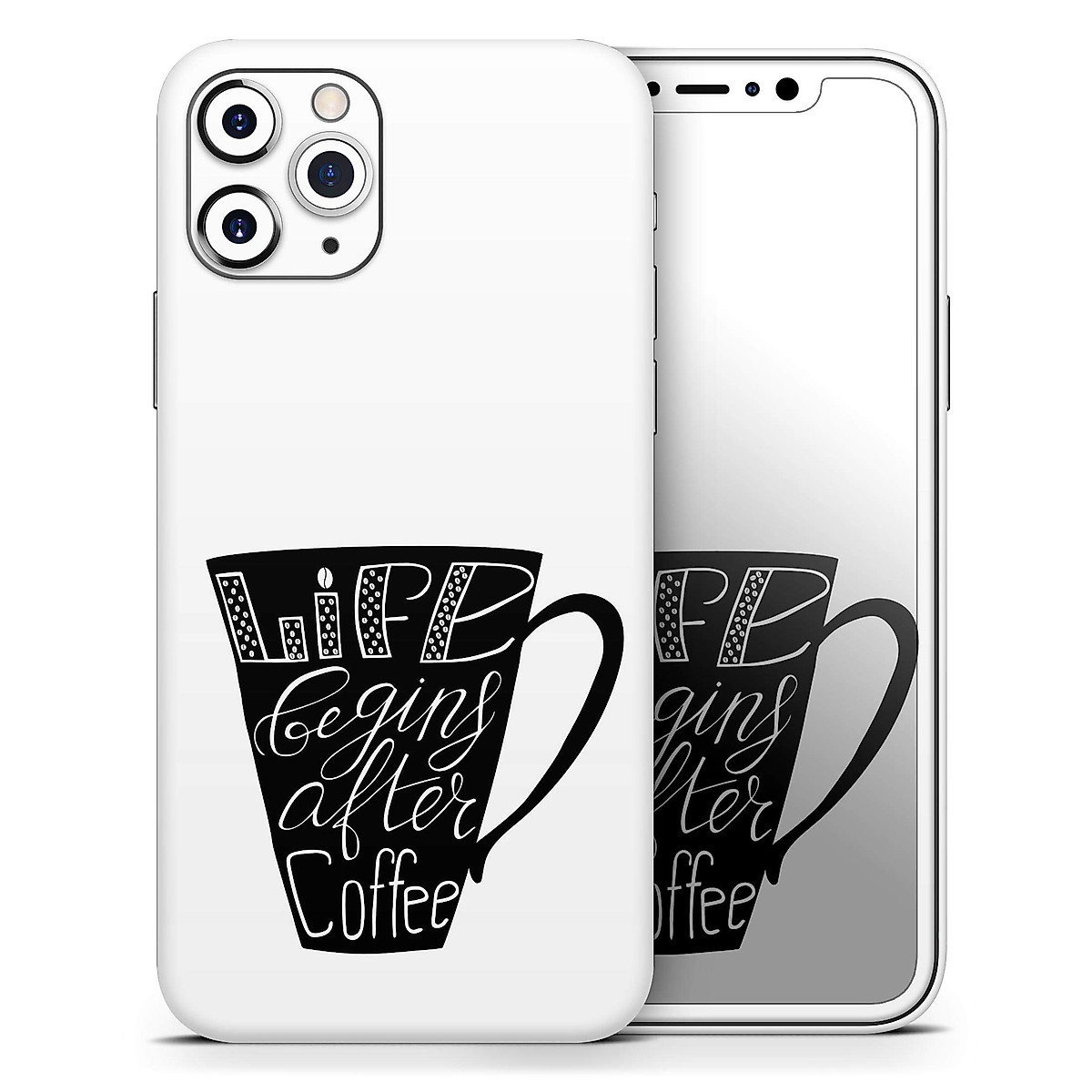 Design Skinz Life Begins After Coffee - DesignSkinz Protective Vinyl Decal Wrap Skin Cover Compatible with The Apple iPhone SE (2020) (Full-Body, Screen Trim & Back Glass Skin)