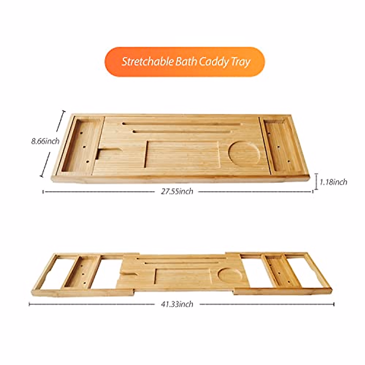 SDGH Extendable Bath Tray Bathtub Tray Spa Bath Tub Caddy Organizer Book Wine Tablet Holder Reading Rack Bathroom Accessories