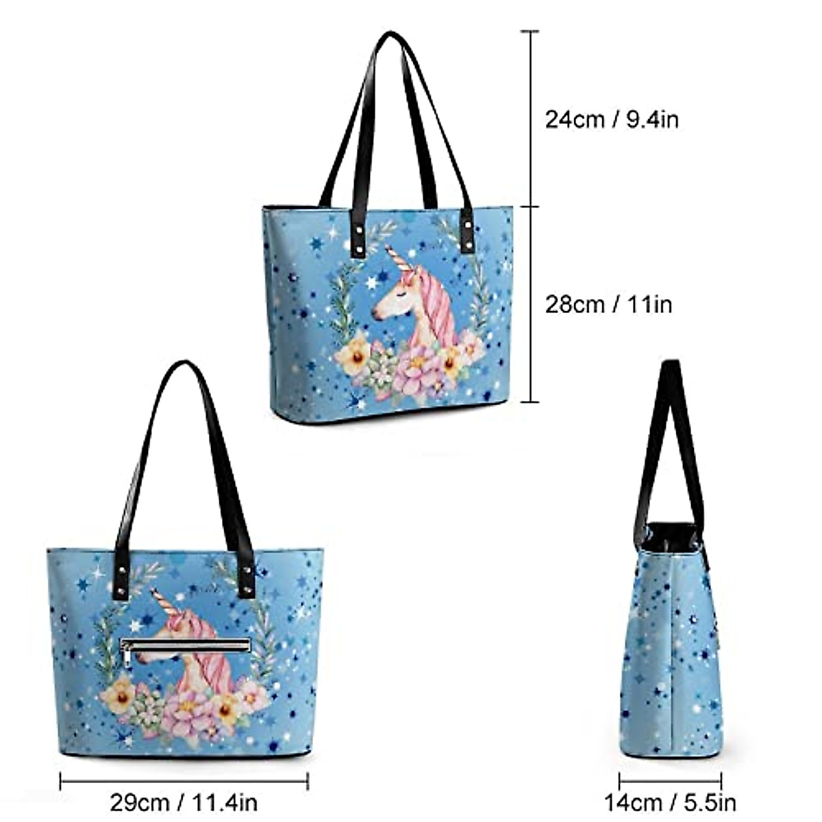 Womens Handbag Unicorn Leather Tote Bag Top Handle Satchel Bags For Lady