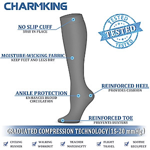 CHARMKING Compression Socks for Women and Men Circulation (4 Pairs)15-20 mmHg is Best Support for Athletic Running Cycling (L/XL,Multi 01)