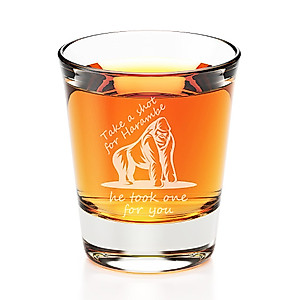 Take a Shot with Harambe He Took One For You Engraved Fluted Shot Glass