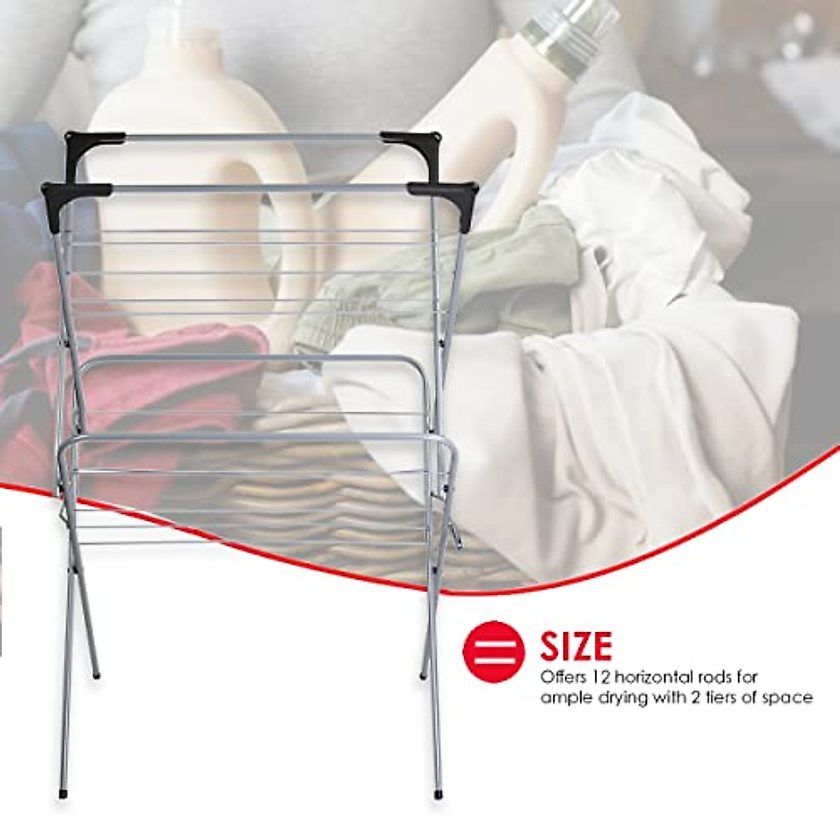 Home Basics 2-Tier Clothes Dryer Drying Rack,Silver