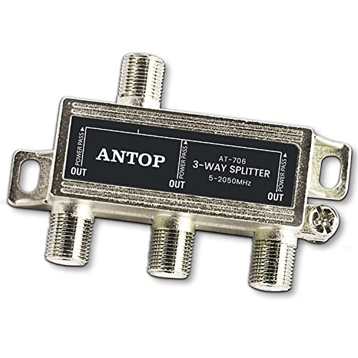 3 Way TV Signal Splitter,ANTOP Digital Coax Cable Splitter 2GHz- 5-2050MHz High Performance for Satellite/Cable TV Antenna
