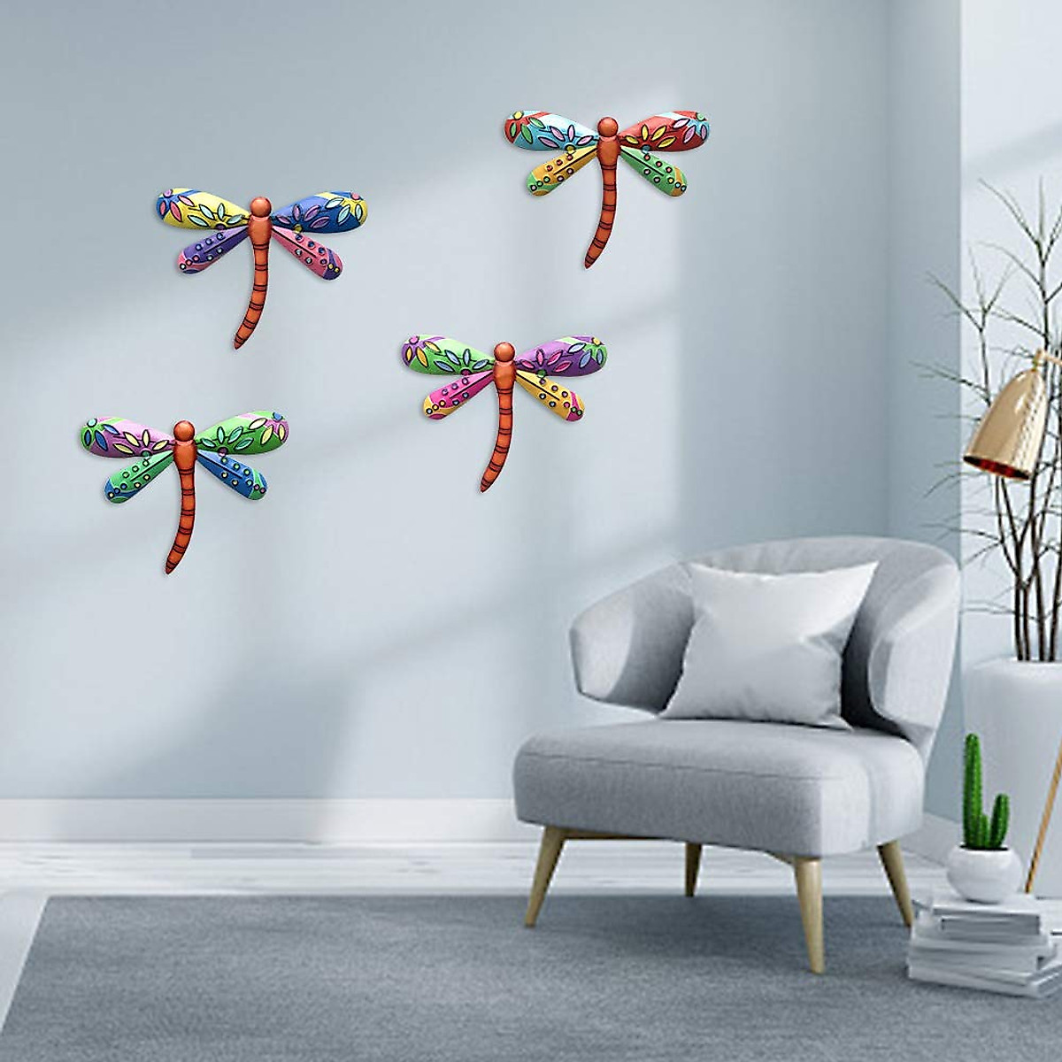 K-Musculo Metal Dragonfly Bedroom Outdoor Garden Backyard Living om Patio Bathroom Porch Gift Iron Art Balcony Hanging Home Wall Decor