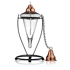 H Potter Outdoor Torch Tabletop Patio Garden Oil Lamp with Copper Top with Fiberglass Wick GAR516