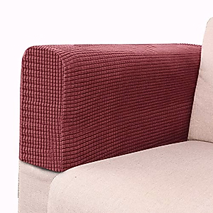 SEWACC Chair Arm Protectors Universal Sofa Armrest Cover Stretch Armchair Slipcover Protector Elastic Recliner Couch Loveseat Cloth 2pcs for Home Office (Claret)
