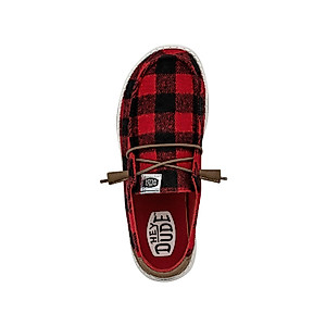 Hey Dude Wendy Buffalo Plaid Red/Black Size 5 | Women’s Shoes | Women’s Slip-on Loafers | Comfortable & Light-Weight