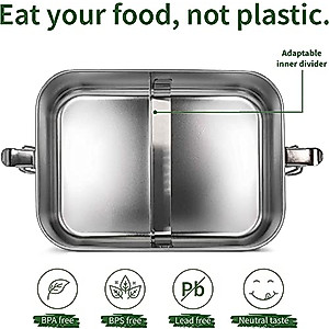 Bambaw Metal Lunch Box 1200 ML | Adjustable Compartment Lunch Box | Leak Proof Metal Lunch Containers | Eco Stainless Steel Food Containers | Metal Bento Box for Adults | 5 Cups Tiffin Lunch Box