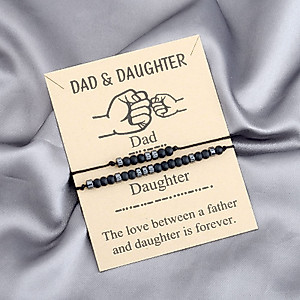 LQRI Dad and Daughter Matching Morse Code Bracelets Father Daughter Gift The Love Between A Father and Daughter Is Forever (Dad and Daughter)