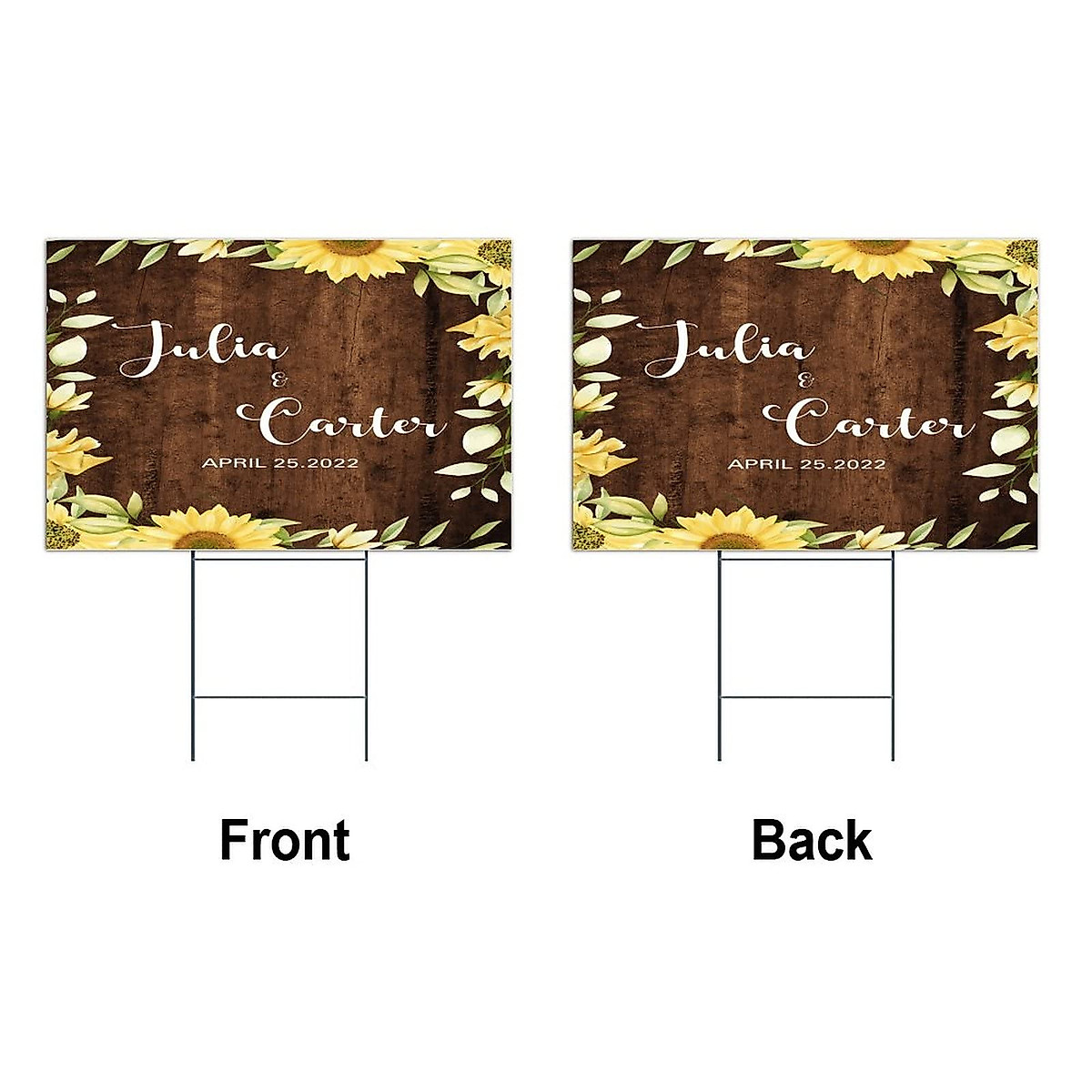 Autravelco Welcome to Our Wedding Lawn Sign 12x18 Inch Welcome to Our Happily Ever After Double Sided Yard Signs with Stakes for House Rent Outdoor Decoration