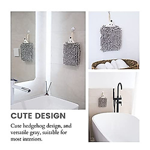 2 Packs Chenille Hand Towels, Cute Hedgehog Style Hand Drying Towels, Water Absorption, Bathroom Kitchen Home Cleaning Tool with Hanging Loop