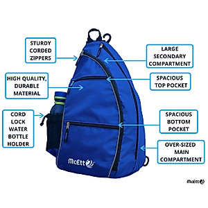 McEtt Pickleball Sling Bag – Adjustable Crossbody Backpack for Women Men – Holds Pickleballs, Paddles, Water Bottle, Gear