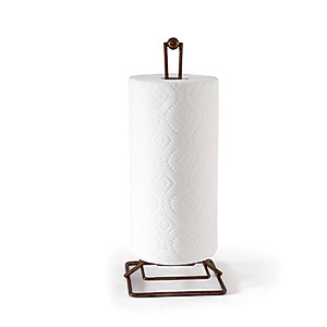 Totally Kitchen Premium Metal Paper Towel Holder | Easy Tear Standing Paper Towel Dispenser | Durable Metal Design | Accommodates All Roll Sizes | Oil Rubbed Bronze