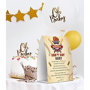 Don't Say Baby Set - One 5x7 Sign and 50 Mini Clothespins, Baby Shower Games, Baby Shower Decoration, Gender Neutral Baby Shower - MsJb032