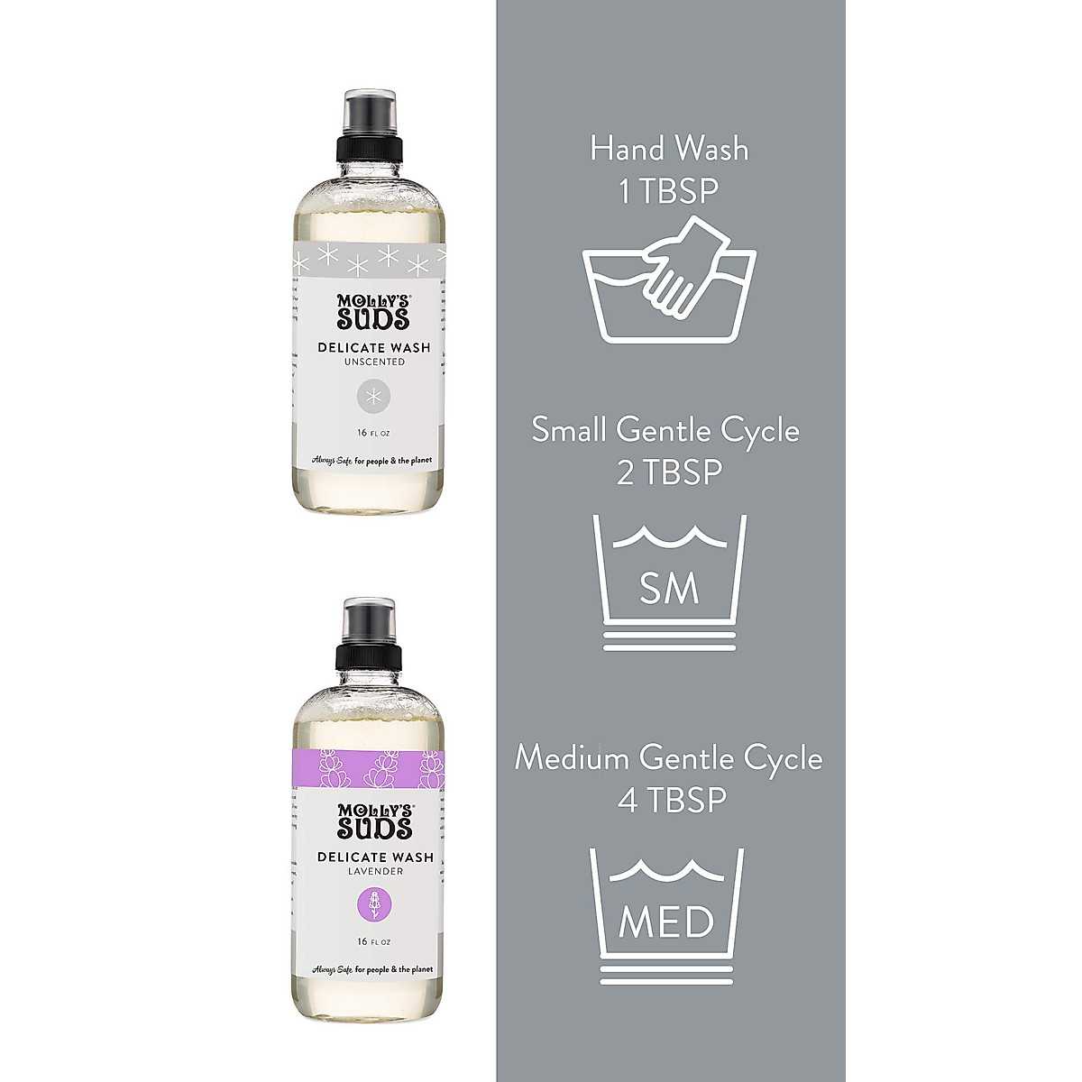 Molly's Suds Delicate Wash Liquid Laundry Soap | Clean, Simple Ingredients | Gently Removes Stains and Deodorizes | Unscented, 16 fl oz