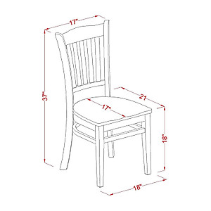 East West Furniture GRC-BLK-W Groton Dining Chairs - Slat Back Wood Seat Kitchen Chairs, Set of 2, Black