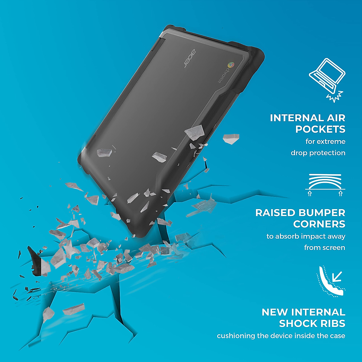 Gumdrop SlimTech Case Fits Acer Chromebook Spin 511/R753T (2-in-1). Designed for K-12 Students, Teachers and Classrooms – Drop Tested, Rugged, Shockproof Bumpers for Reliable Device Protection – Black