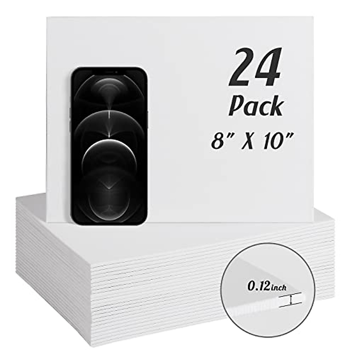 Simetufy Canvas Boards for Painting 8 x 10 inch, 24 Pack Painting Canvas Panels, Blank Canvases for Painting- Gesso Primed Acid-Free 100% Cotton Paint Canvas for Acrylics Oil Watercolor Tempera