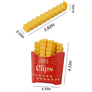 Whimsical Fries Magnetic Food Clips - Set of 12 chip clips: Keep Food Fresh & Organized | Novelty Design for Fridge | Cute & Practical Kitchen Accessory | Securely Seal Bags & Packages | Food Clips