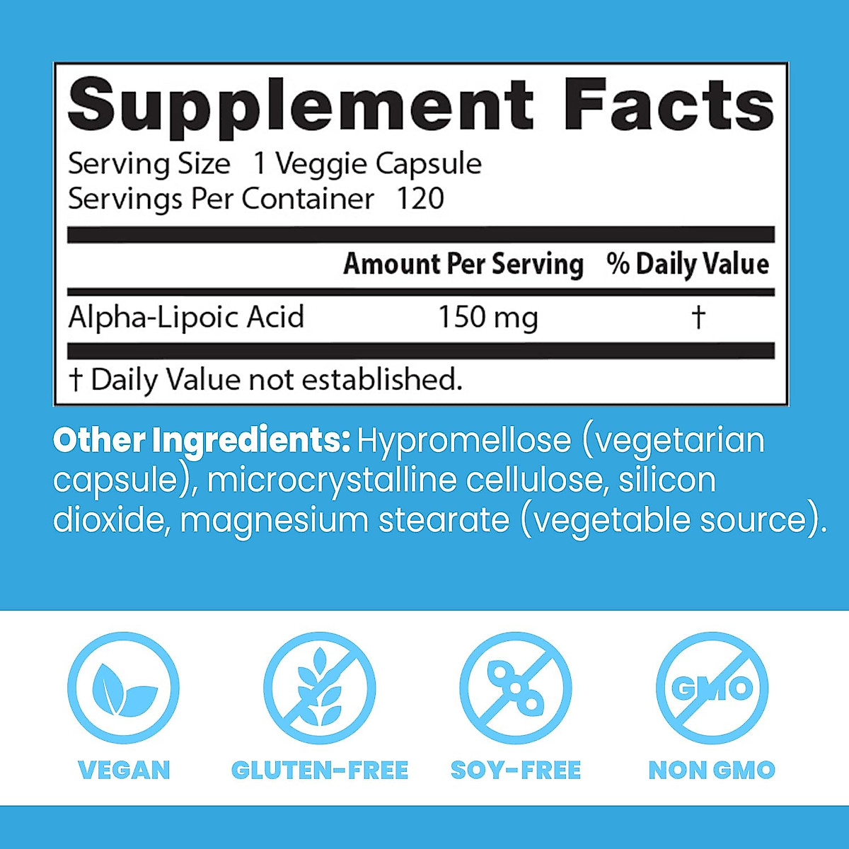 Doctor's Best Alpha-Lipoic Acid 150, Helps Support Glucose Metabolism and Regenerate Antioxidants* Non-GMO, Gluten Free, Vegan, Soy Free, 150mg, 120 Veggie Caps