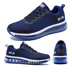 Azooken Mens Tennis Footwear Shoes Walking Casual Breathable Jogging Outdoor Sports Fitness Road Lightweight Trail Running Sneakers(8998 Blue 45)