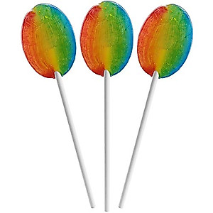 Oval Rainbow Lollipops Suckers, Tooty Fruity Flavor, Individually Wrapped (Half-Pound (Approx 16 Pops))