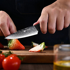 aisyoko 8C Damascus Knife Set 3PC Chef Knife,Kitchen knife,paring knife,High Carbon Stainless Steel,Ergonomic Full Tang ABS Anti-Skid Handle,Professional Japanese Cooking Knife with Luxury Gift Box