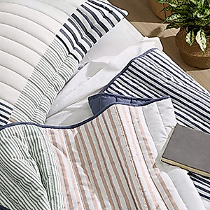 Bedsure Queen Size Patchwork Quilt Set & Navy Cotton Duvet Cover, Reversible Summer Lightweight Bedspread Coverlet Set and 100% Cotton Waffle Weave Navy Blue Duvet Coverwith 2 Pillow Shams