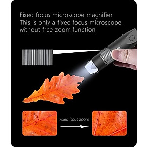 Digital Microscope Wireless Pocket Handheld USB Microscopes, 50x-1000x Zoom Fixed Focus HD Magnifier with LEDs, Inspection Camera Compatible with iPhone, Android Phone, MacBook, Windows PC (Black)