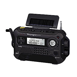 Kaito Voyager Pro KA600 Digital Solar Dynamo Hand Crank AM/FM/LW/SW & NOAA Weather Emergency Radio with Flashlight, Reading Lamp,Smart Phone Charger & RDS and Real-Time Alert, with AC Adapter, Black