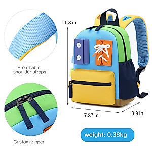 SHENHU Waterproof Kids Backpack Lightweight Kindergarten SchoolBag Bookbag Preschool Bag with Buckles and Laces with Leashes for Boy Girl Yellow