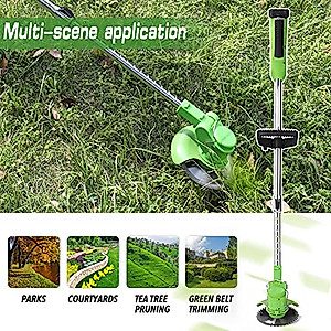 dsfen Electric Lawn Mower Rechargeable Li-ion Battery Cordless Grass Trimmer Auto Release Household Portable Garden Home Trimming Machine for Gardening Green