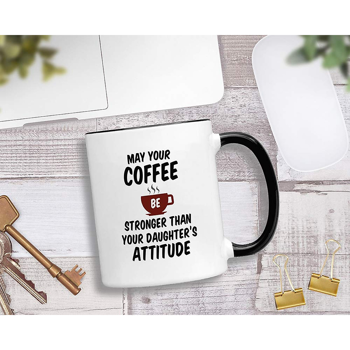 Casitika May Your Coffee Be Stronger Than Your Daughters Attitude 11 oz Mug. Cup Idea for Mothers or Fathers Day.