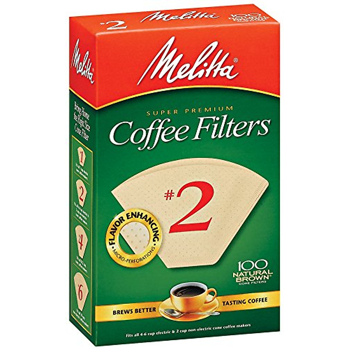 Melitta Pour Over Coffee Cone Brewer & #2 Filter Natural Brown Combo Set, Black