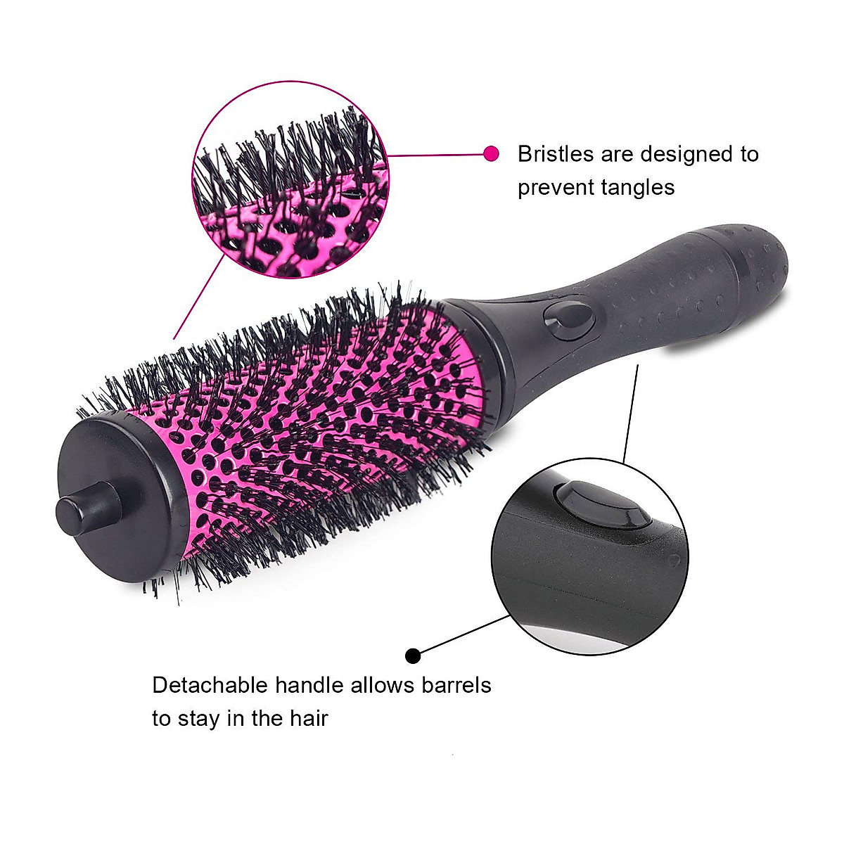 XC Global Round Hair Brush Set : with Detachable Barrels Styling Tool, Round Hair Brush for Blow Drying with 6 Barrels 1 Handle, 3 Different Hair rollers to Create Your Hairstyle