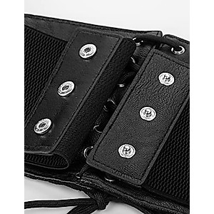 Scarlet Darkness Women's Elastic Corset Waist Cincher Belt Lace Renaissance Pirate Belts Black M