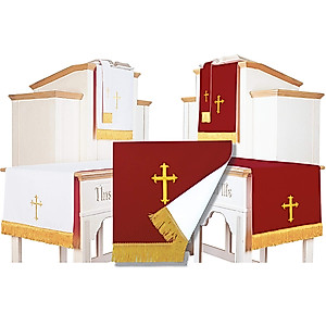 GraduatePro Set of 3 Reversible Parament Set Red White with Embroidered Gold Latin Cross