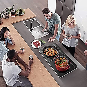 Aobosi Double Induction Cooktop,Portable Induction Cooker with 2 Burner Independent Control,Ultrathin Body,10 Temperature,1800W-Multiple Power Levels,4 Hour Timer,Safety Lock