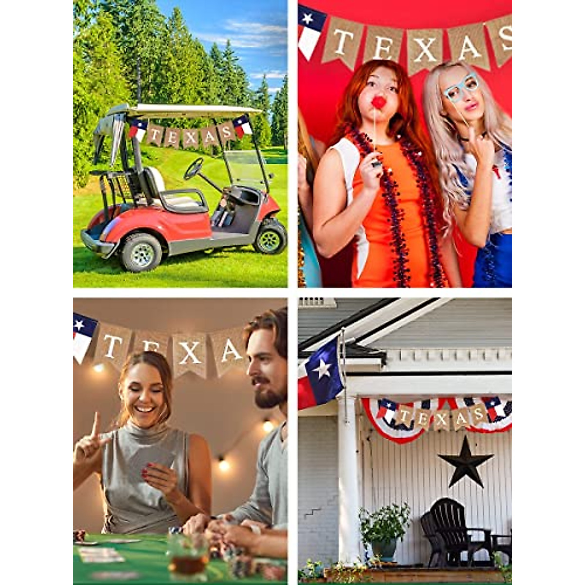 Mandala Crafts Burlap Texas Banner for Texas Themed Party Supplies - Jute Texas Lone Star State Flag TX Pennant for Garden Fence Fireplace Mantel Classroom