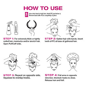 PuffCuff | Junior 3" Hair Clamp | For All Natural Thick, Curly, Kinky, Textured, Locs, or Braided Hair | Painless, Damage-Free Styling Tool | Black | 1 Piece