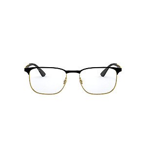 Ray-Ban RX6363 Square Prescription Eyeglass Frames, Black On Arista/Demo Lens, 54 mm