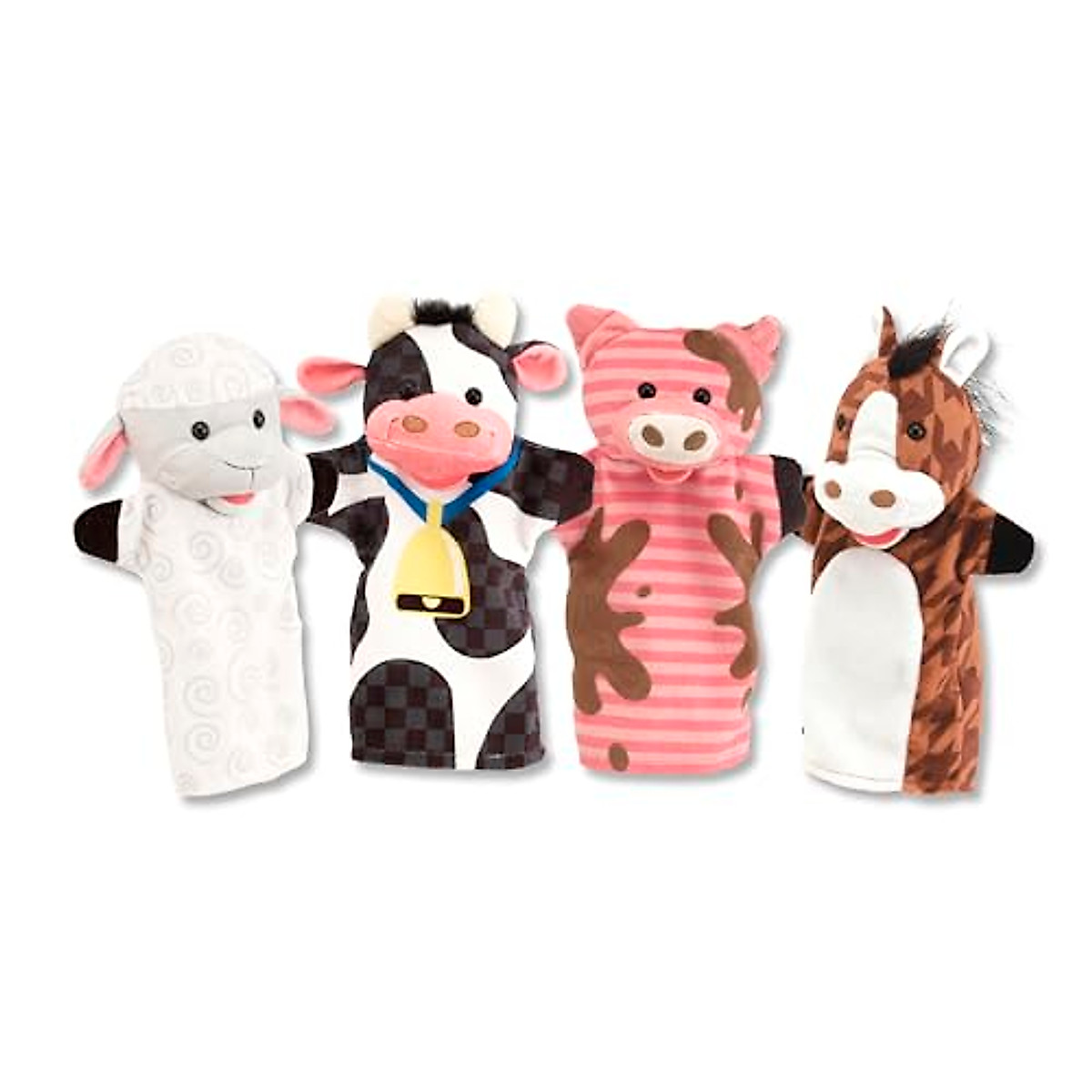 Melissa & Doug Farm Friends Hand Puppets (Set of 4) - Cow, Horse, Sheep, and Pig