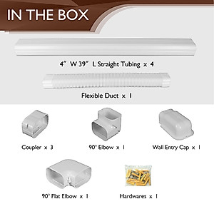 BJADE'S Mini Split Line Set Cover,4'' 16.5 Ft PVC Decorative Line Set Cover Kit for Central Air Conditioner & Heat Pump