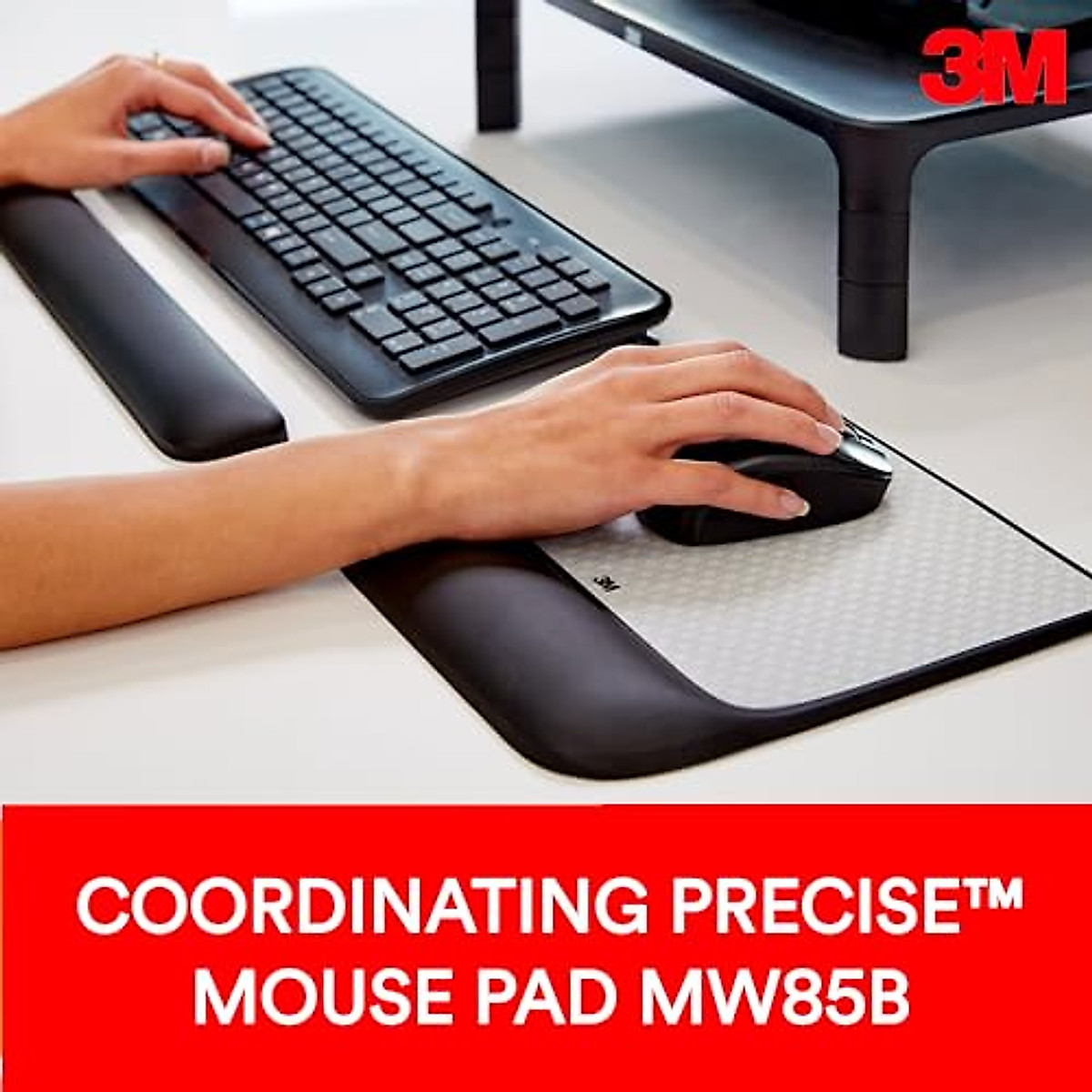 3M Gel Wrist Rest for Keyboards, Soothing 3M Gel Technology and Satin Smooth Cover for All Day Comfort and Support, Durable and Easy to Clean, 19", Black (WR85B)