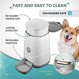 Talo Automatic Wi-Fi Pet Feeder 3.7L - Smart Cat Feeder - Dog Feeder with App Control - Food Dispenser with Timer - 130oz – White