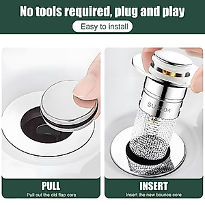 2 Piece Bathroom Sink Drain Filter, Bathroom Sink Sewer Filter, Pop-Up Sink Plug, Stainless Steel Filter Basket Hair Collector for Bathroom Sink Plug Replacement