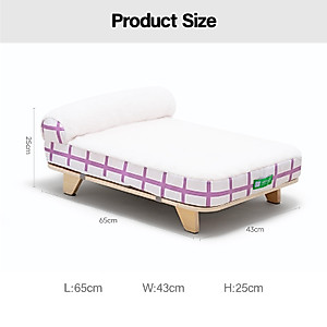 MEWOOFUN Cat Couch Bed, Modern Elevated Cat Bed with Nonskid Bottom, Orthopedic Pet Sofa Bed with Removable Washable Cover, Wooden Pet Furniture for Kitty Puppy, Purple & White